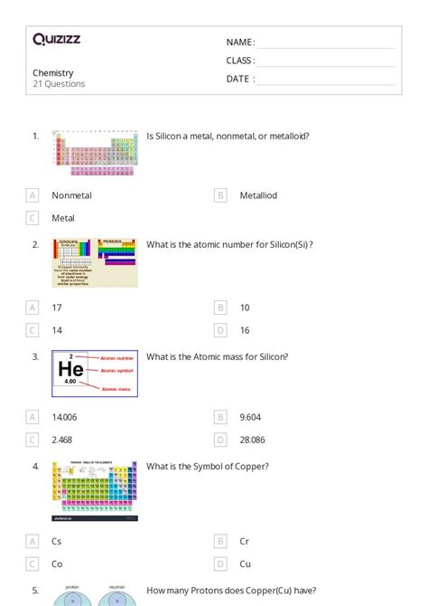 Chemistry Worksheets