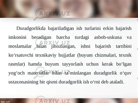 Yogochga Ishlov Berishda Ish Ornini Tashkil Etish Va Xavfsizlik