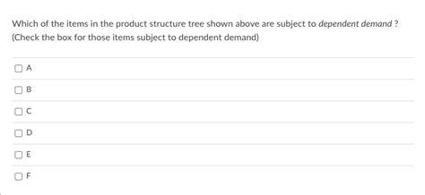 Solved The Product Structure Tree Shown Below Applies To The