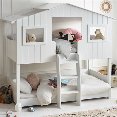Willow White Wooden Treehouse Bunk Bed Happy Beds