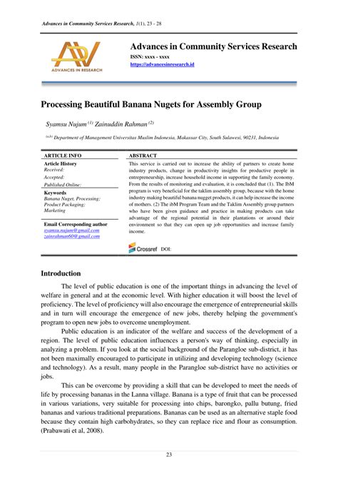 Pdf Processing Beautiful Banana Nugets For Assembly Group