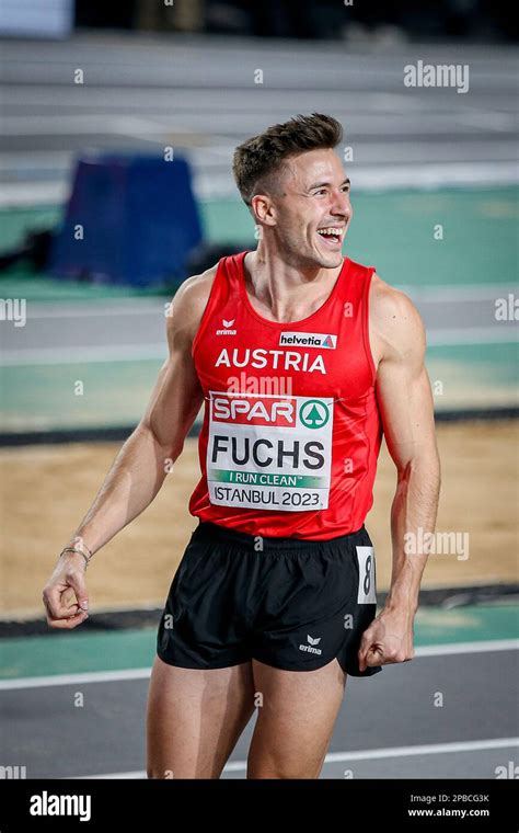 Istanbul Turkey March 04 Markus Fuchs Of Austria Reacts After The 60m Men Final Race During