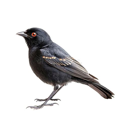 Black Bird With Red Eyes Isolated Wildlife Photo Wing Tail Beak Dark
