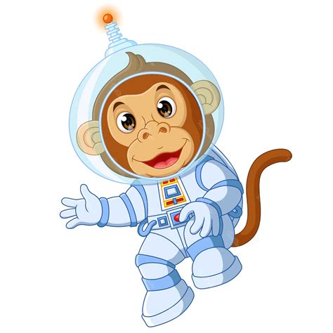 Cartoon Space Monkey Illustration Vector File Illustrator Premium