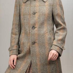 Marzotto Wool Coat Italian Heritage Plaid Pattern Vintage 70s