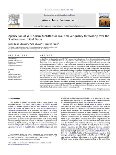 Pdf Initial Application Of Wrfchemmadrid For Real Time Air Quality Forecasting Over The