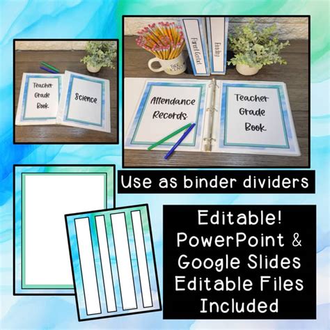 Classroom Decor Editable Binder Covers And Spines Calm Soft Blue Theme