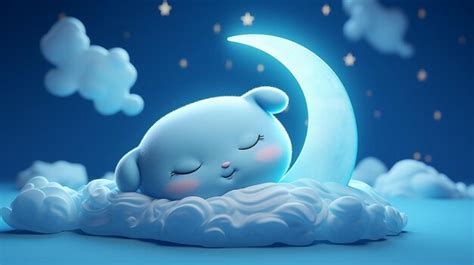 Cute Sleeping Moon Premium Ai Generated Image