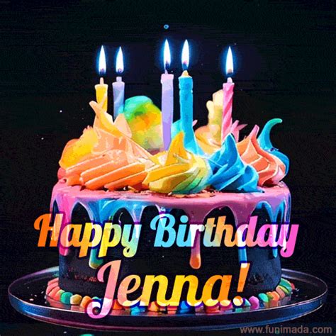 Vibrant Cake With Candles Jennas Birthday  Download On
