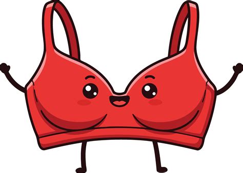 Red Cute Bra Cartoon Character Smiling And Waving With Happy Expression Illustration 67613708