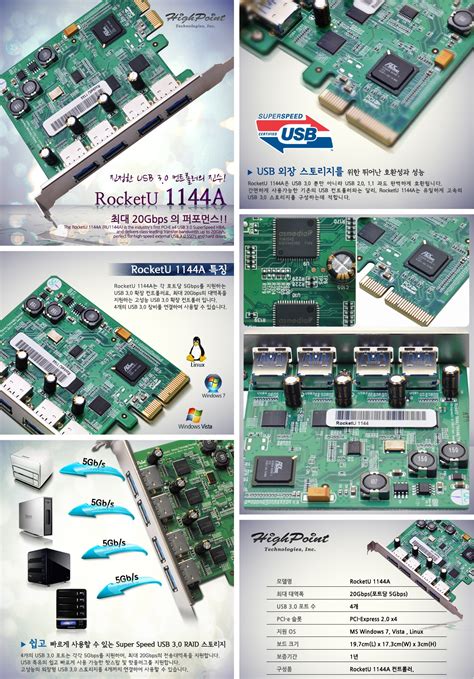 Highpoint Rocketu 1144a адаптер Usb 30 с поддержкой четырех портов