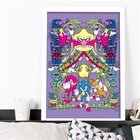 Sonic The Hedgehog Print Sonic Funky Pop Poster Wall Art Themed