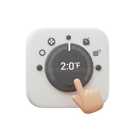 3d Render Of Smart Thermostat Interface Temperature Control Digital Dial User Interaction Stock