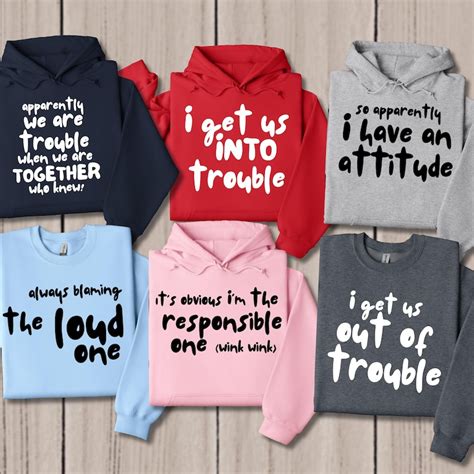Funny Matching Best Friend Hoodies Etsy