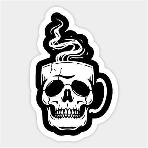 Coffee Skull Skull Sticker Teepublic In 2024 Skull Sticker Skull Tattoo Design Skulls