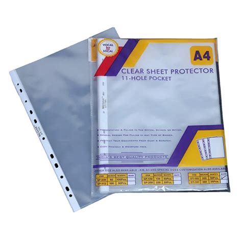 Dt105 Sheet Protector Durable Pp Material A4 Size Rectangular Shape Perfect For Protecting