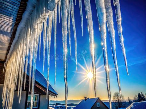 Sunkissed Icicles A Delicate Winter Wonderland Silhouette Against A