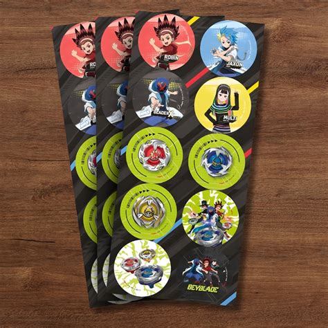 Adesivo Redondo Beyblade X 4x4cm 30 Unidades Regina Rizzo