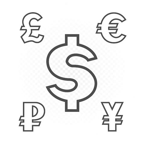 Símbolo De Signo De Esquema De Moneda Mundial Vector Premium