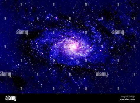 Beautiful Blue Galaxy With Stars And Systems Elements Of This Image