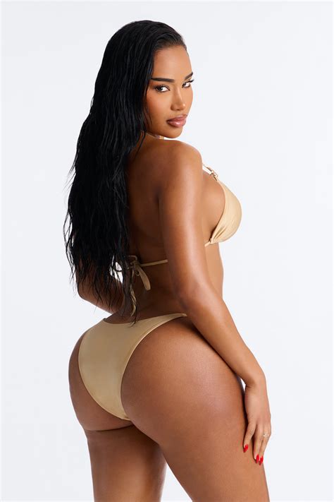 Like A Firework 2 Piece Shimmer Triangle Bikini Set Nude Fashion Nova