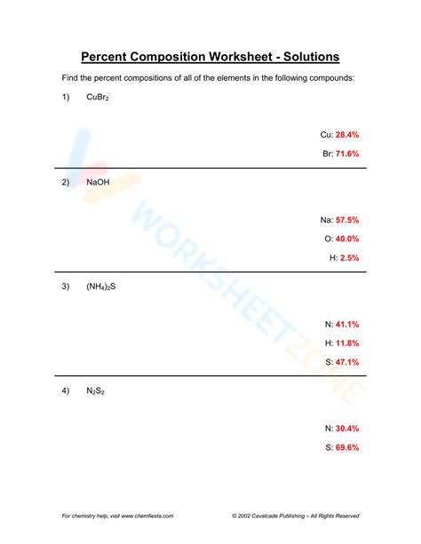 Free Collection Of Percent Composition Worksheets Worksheets Library