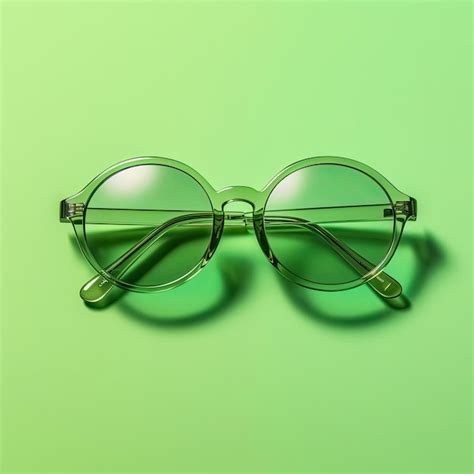 Premium Ai Image Glasses On A Green Background Fashion Concept