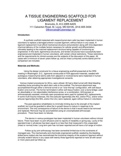 Pdf A Tissue Engineering Scaffold For Ligament Replacement