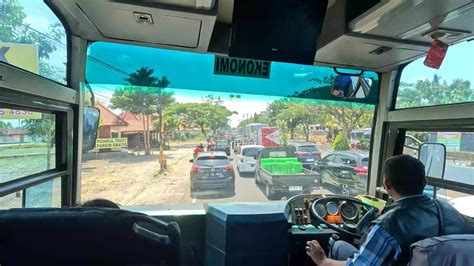Traveling With A Short Hop Intercity Bus In Asia Front Seat View Showing Traffic In Flow And