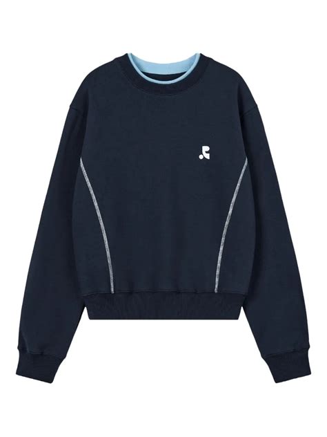 Restandrecreation Layered Neck Logo Detail Sweatshirt Blue Farfetch Uk