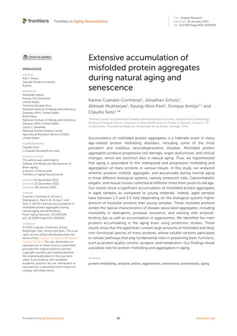 Pdf Extensive Accumulation Of Misfolded Protein Aggregates During