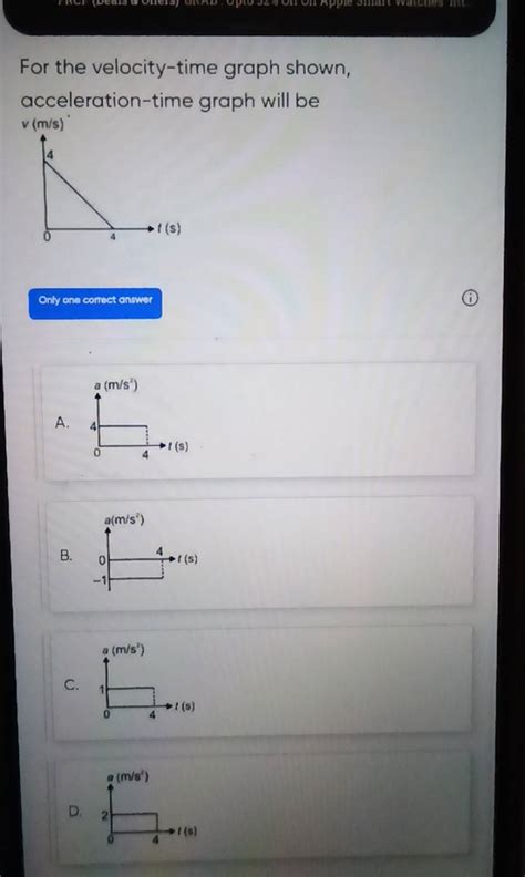 For The Velocity Time Graph Shown Acceleration Time Graph Will Be V Ms