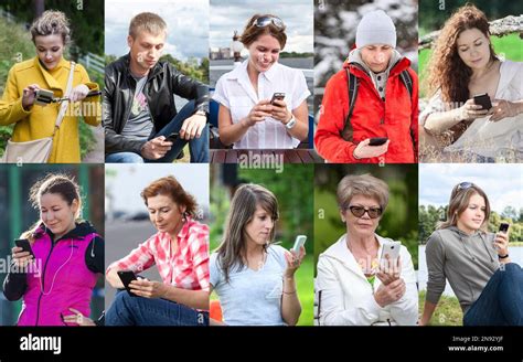 Portraits Of People Fascinated By Viewing Different Information On The