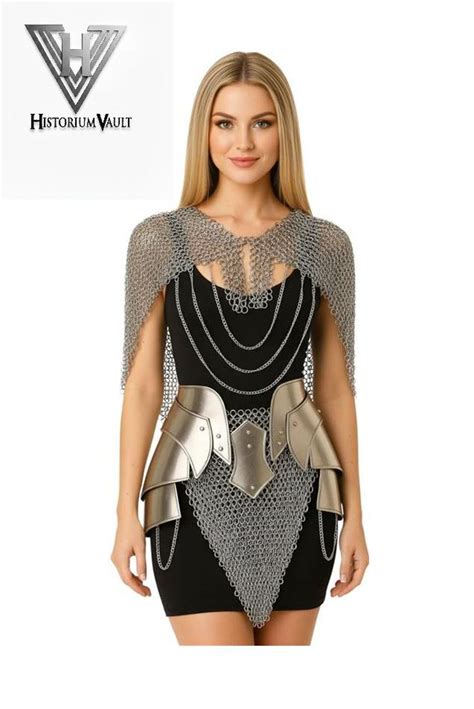 Medieval Knight Brave Lady Chainmail Armor Fantasy Cosplay Theatre
