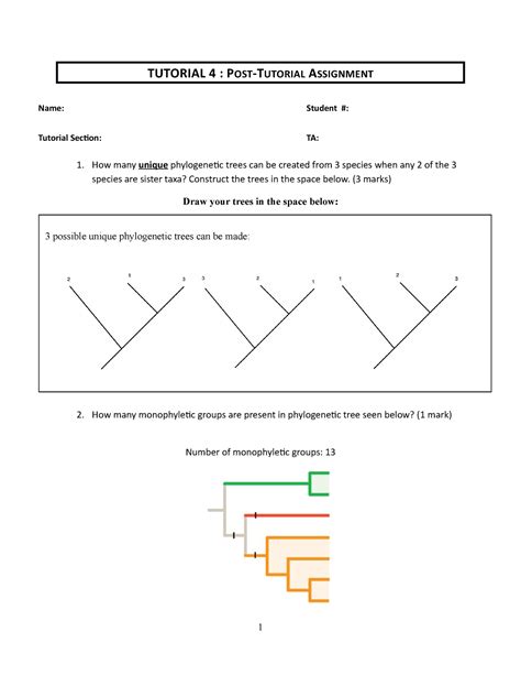 Post Tutorial 4 Assignment Phylogenetic Trees Fall 2020 Word Document