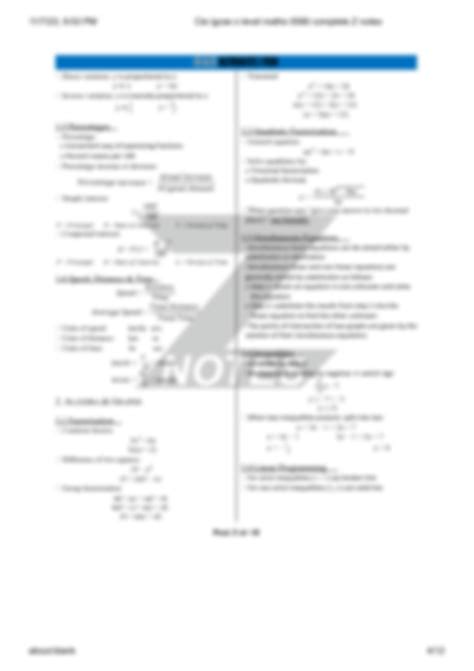 Solution Cie Igcse O Level Maths 0580 Complete Z Notes Studypool