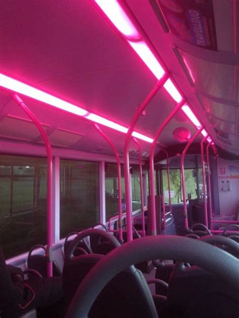 Neon Bus Interior With Pink Lights