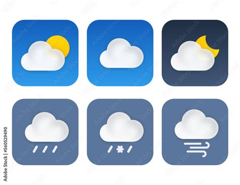 Vector Cloud Weather Forecast Icon Set All Type Of Weather Conditions
