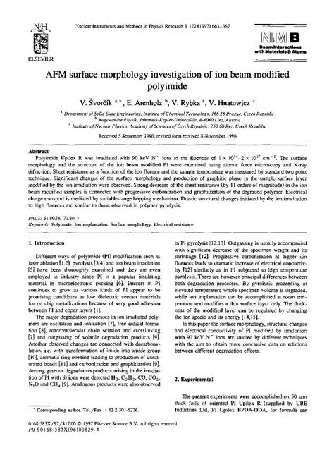 Pdf Afm Surface Morphology Investigation Of Ion Beam Modified
