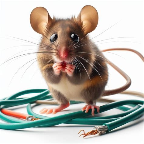 Premium Photo Surprised Mouse Bit The Wire On A White Background