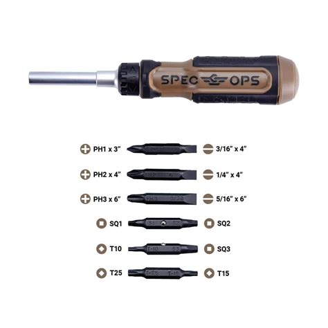 Spec Ops Ratcheting Screwdriver 12 In 1 Includes 6 Double Sided S2