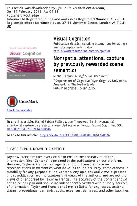 Pdf Nonspatial Attentional Capture By Previously Rewarded Scene Semantics