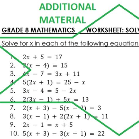 Grade 8 9 Math Worksheets Like Terms And Solving Linear