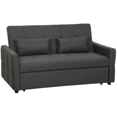 Homcom Three Way Two Seater Sofa Bed Charcoal Grey Dla Domu Do