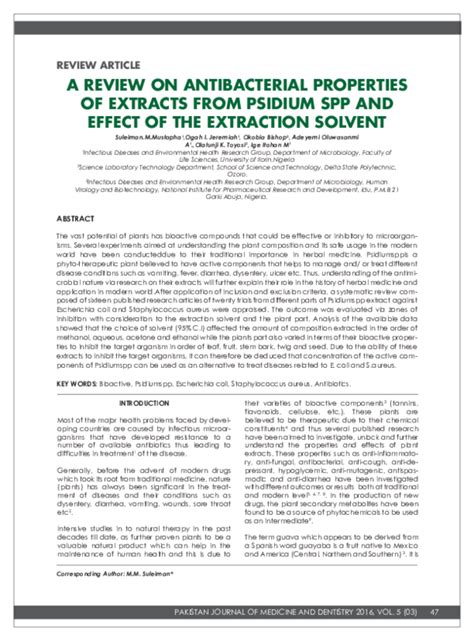 Pdf A Review On Antibacterial Properties Of Extracts From Psidium Spp And Effect Of The