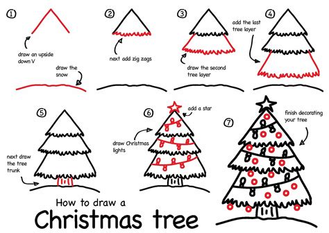 Christmas Tree Step By Step Drawing At Getdrawings Free Download