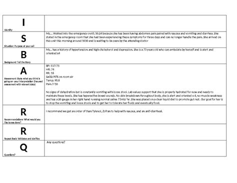 Isbarr Patient Assessment Case Study For Emergency Nursing Studocu
