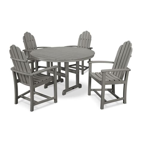 Polywood® Classic Adirondack 5 Piece Round Farmhouse Dining Set