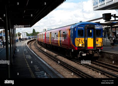 Class 455 Passenger Train In South West Trains Livery At Clapham