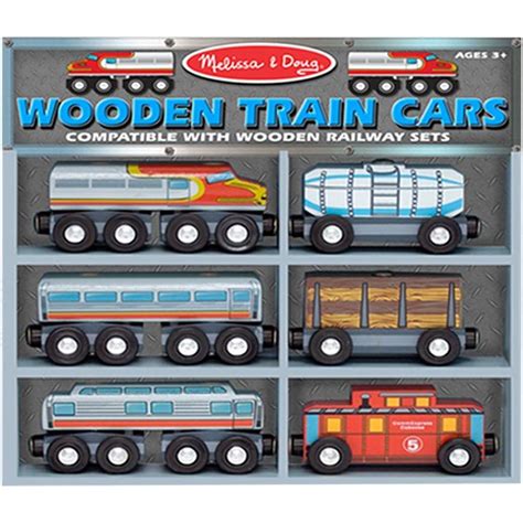 Melissa And Doug Wooden Train Cars Set 6pcs Toyland Treasures